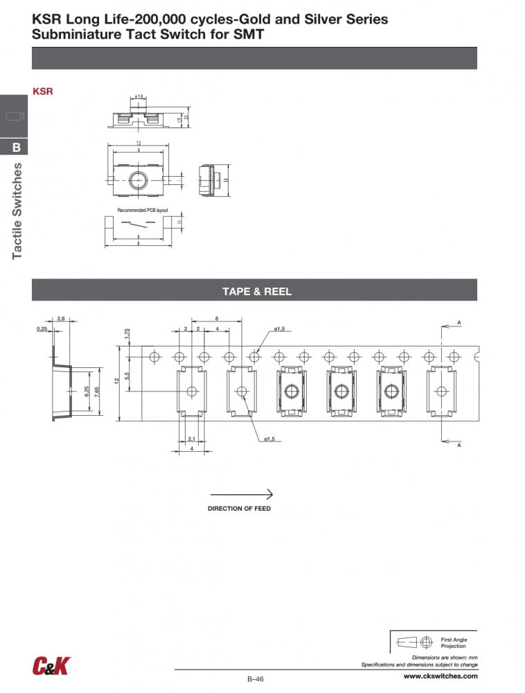 C&K KSR series datasheet page 4