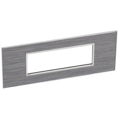 Arteor - British standard plate for switched sockets 1 gang - Glossy stainless steel - Black finish - For 5A 13A socket outlet
