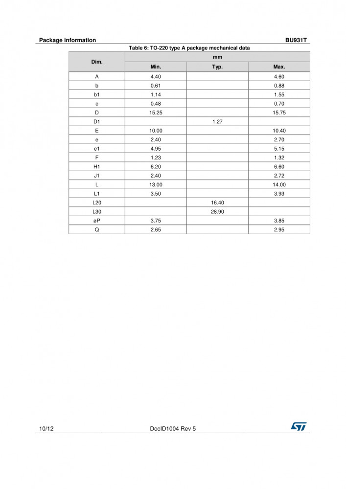 BU931P datasheet page 10