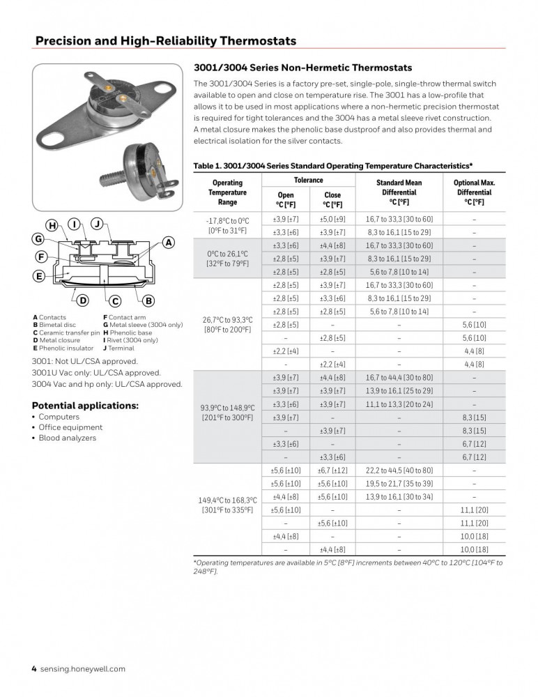 Honeywell thermostat datasheet page 4