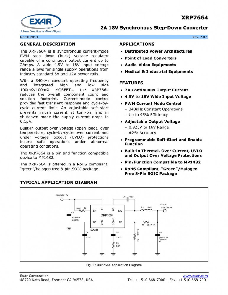 XRP7664 datasheet page 1