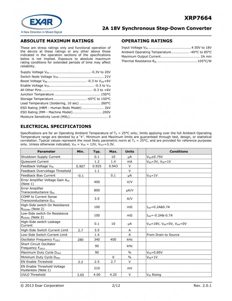 XRP7664 datasheet page 2