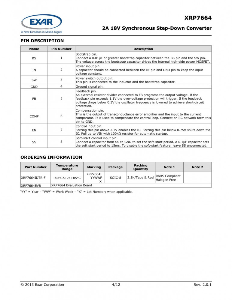 XRP7664 datasheet page 4