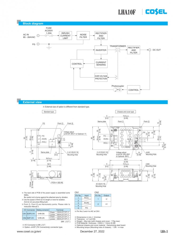 Cosel LHA100F datasheet page 3