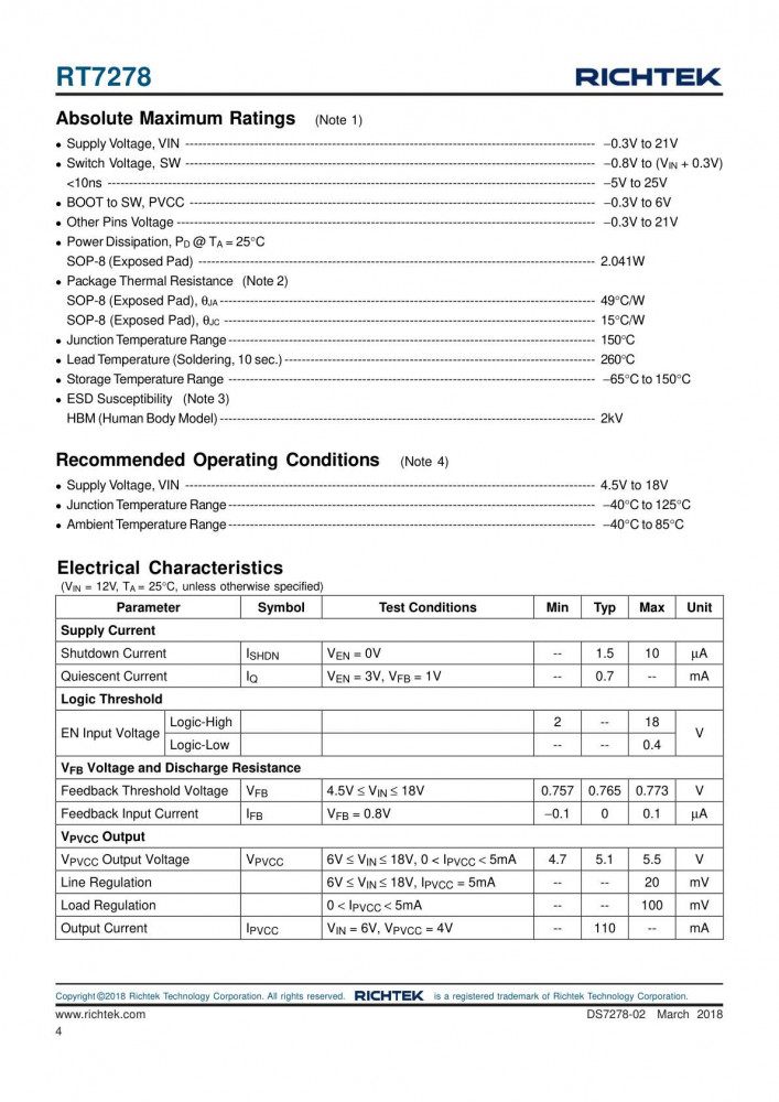 RT7278 datasheet page 4