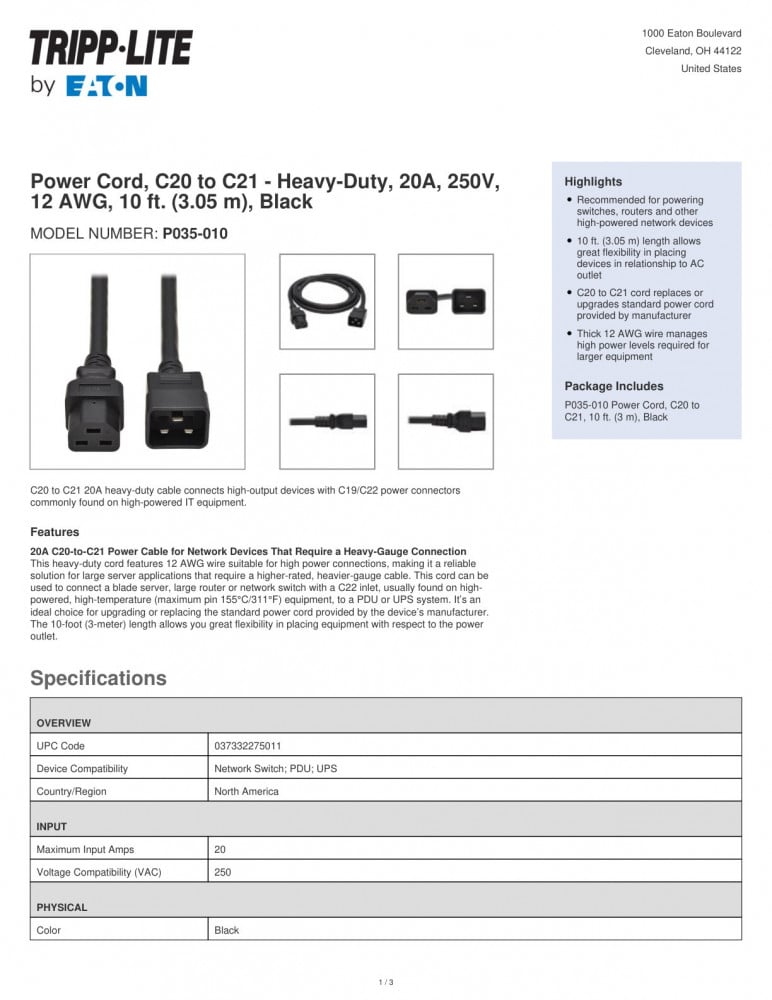 P035-010 technical document page 1