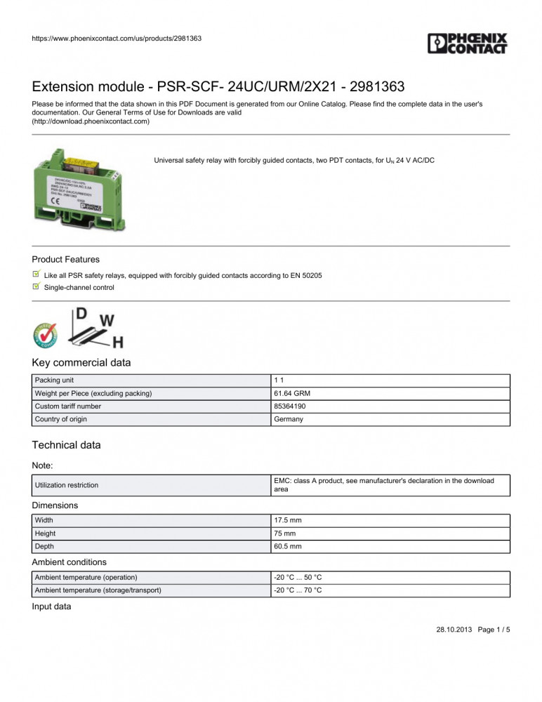 2981363 product documentation page 1