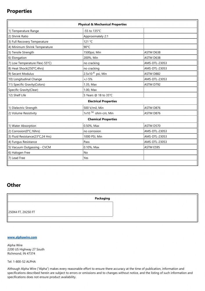 Alpha Wire FIT-221B-1/4 technical document page 2