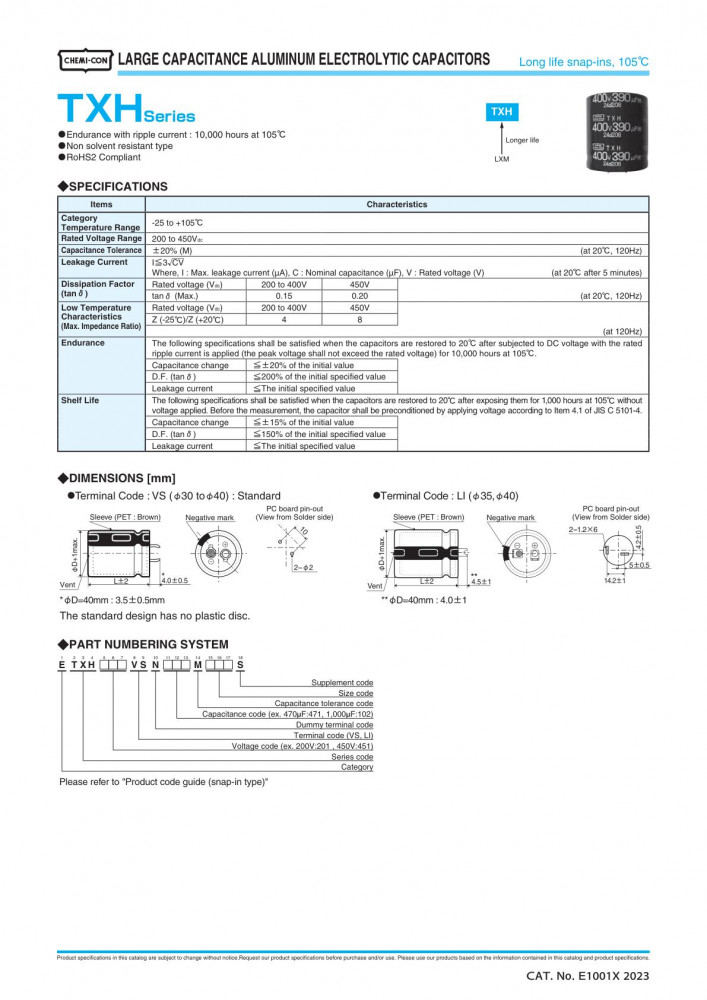 NCC TXH series technical document page 1