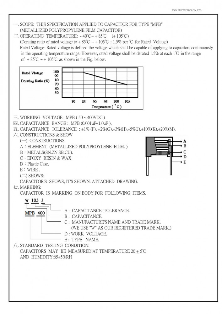 JOEY MPB specification page 4