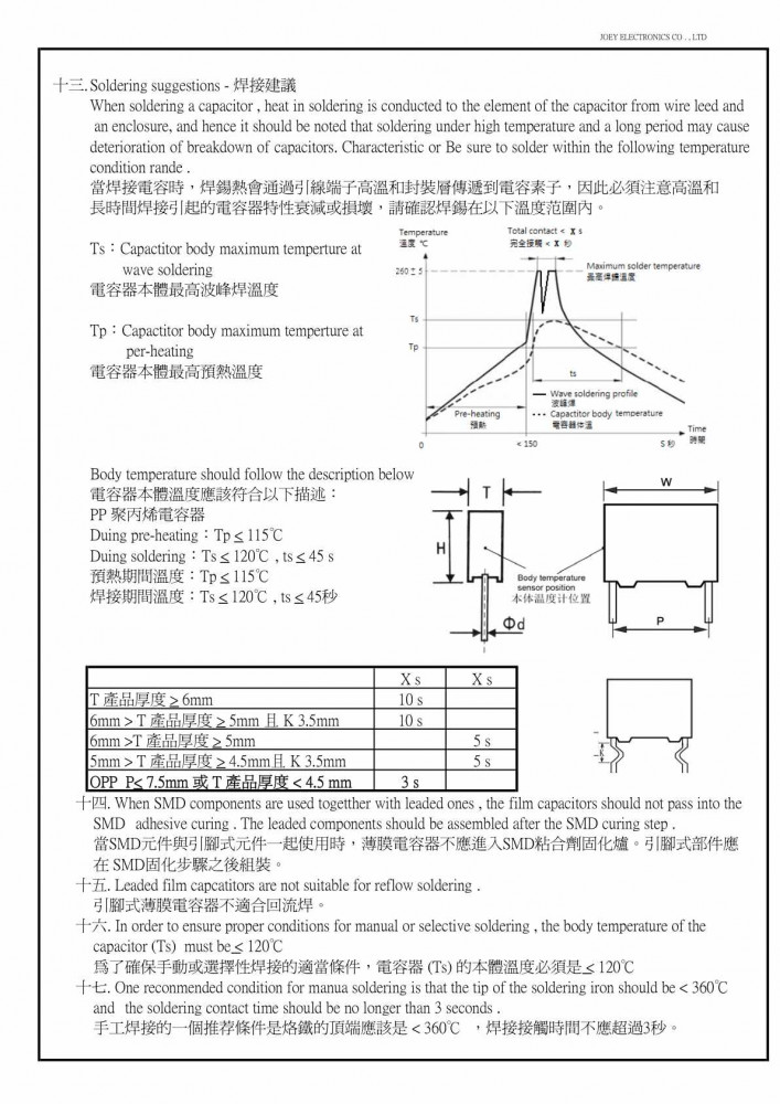 JOEY MPB specification page 9