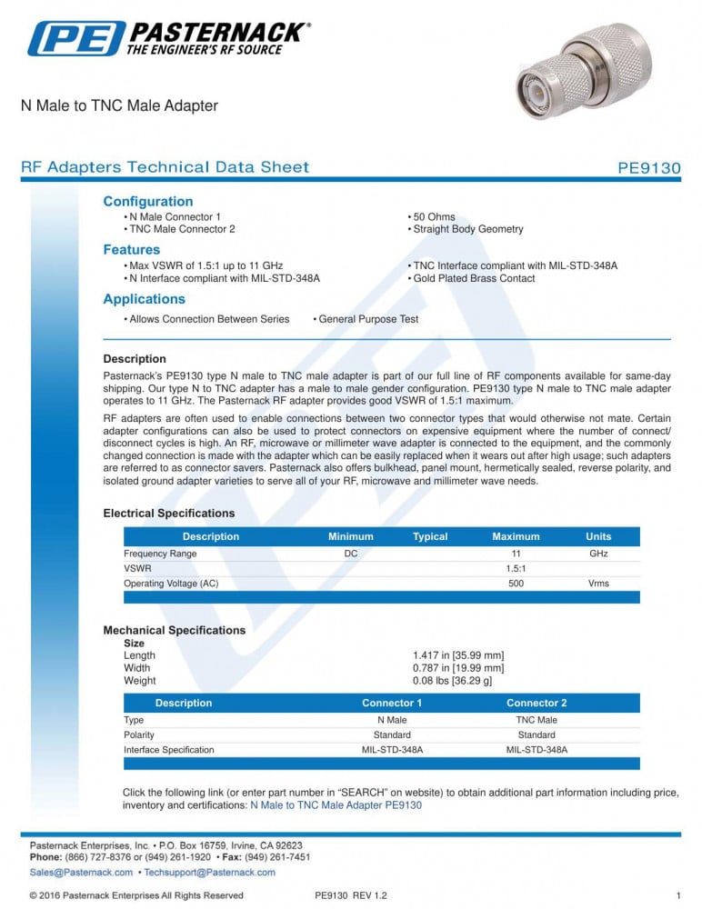 PE9130 technical document page 1