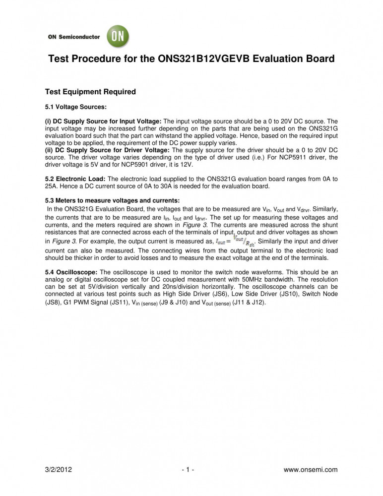 ONS321B12VGEVB technical document page 1