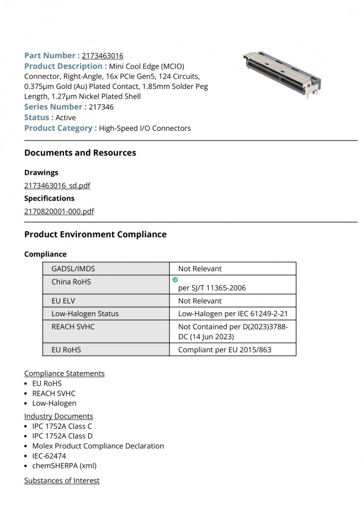 MOLEX 2173463016 technical document image 1