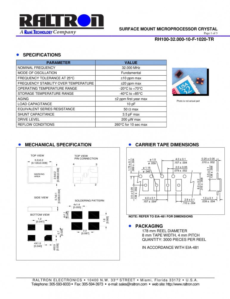RH100 series technical document page 1