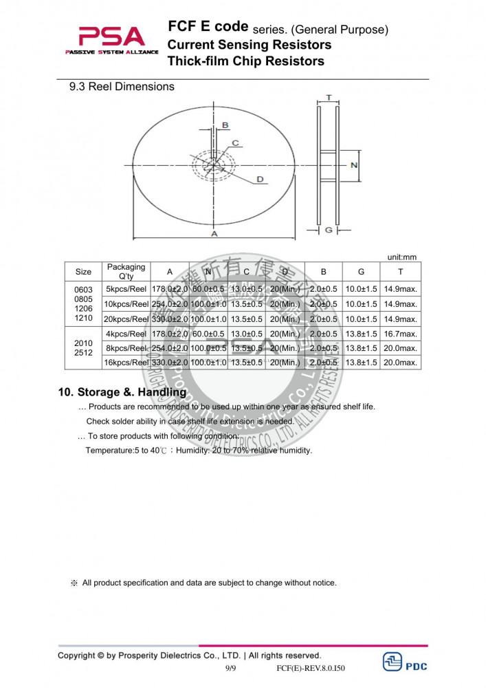 PSA FCF-E datasheet page 10