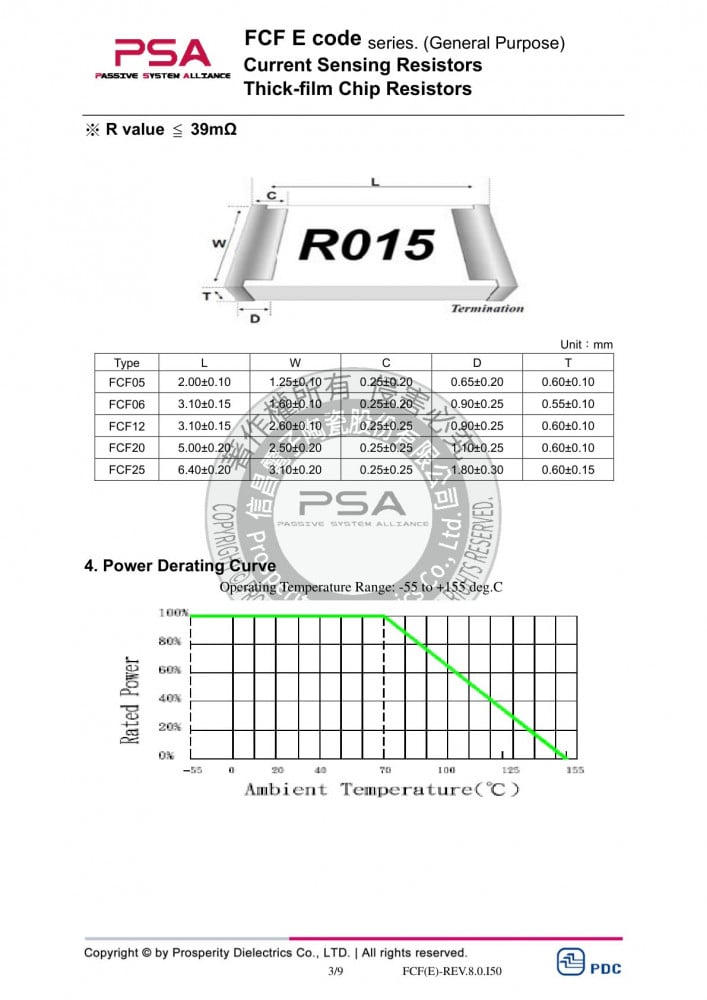 PSA FCF-E datasheet page 4