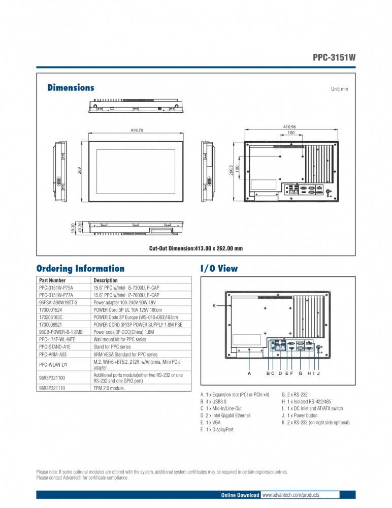 PPC-3151W product documentation page 2
