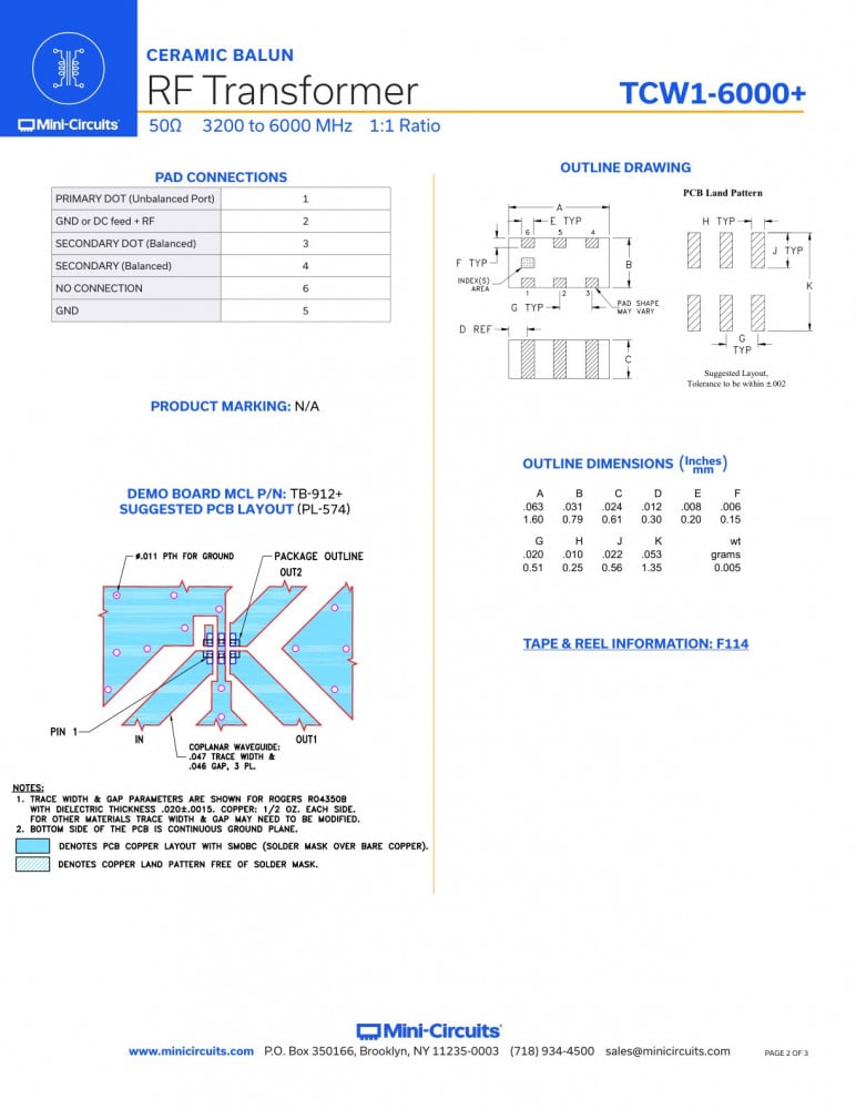 TCW1-6000+ datasheet page 2