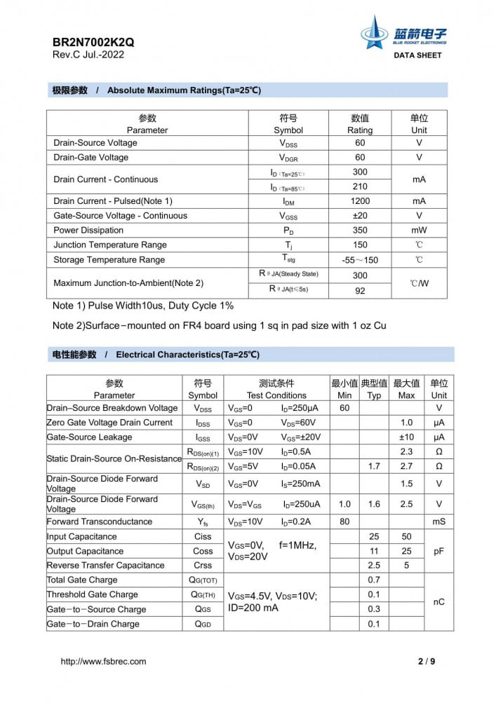 BR2N7002K2Q datasheet page 2