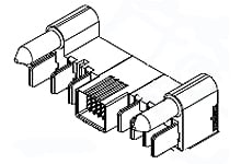 2.00mm, 5.50mm, 7.50mm Pitch EXTreme Ten60Power Right-Angle Plug Assembly with Guide Pins, 4 AC Power Circuits with 1 Void, 25 Signal Circuits, 8 DC Power Circuits