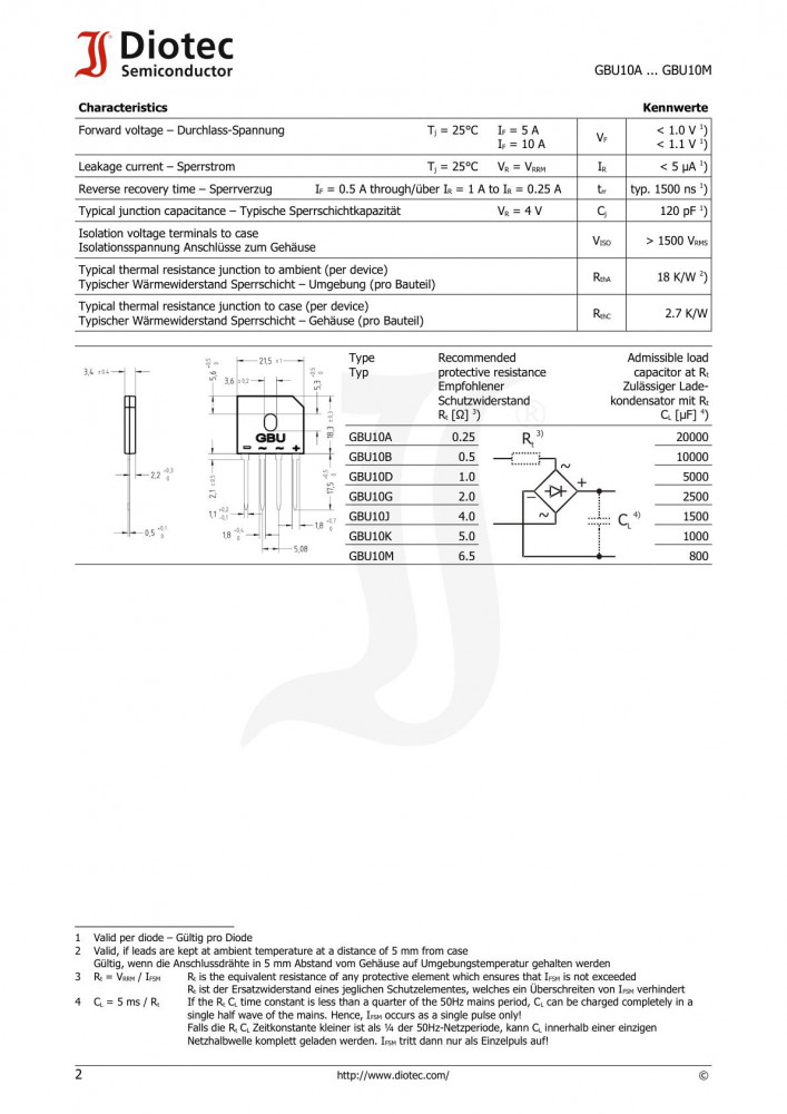 GBU10J datasheet preview, page 2