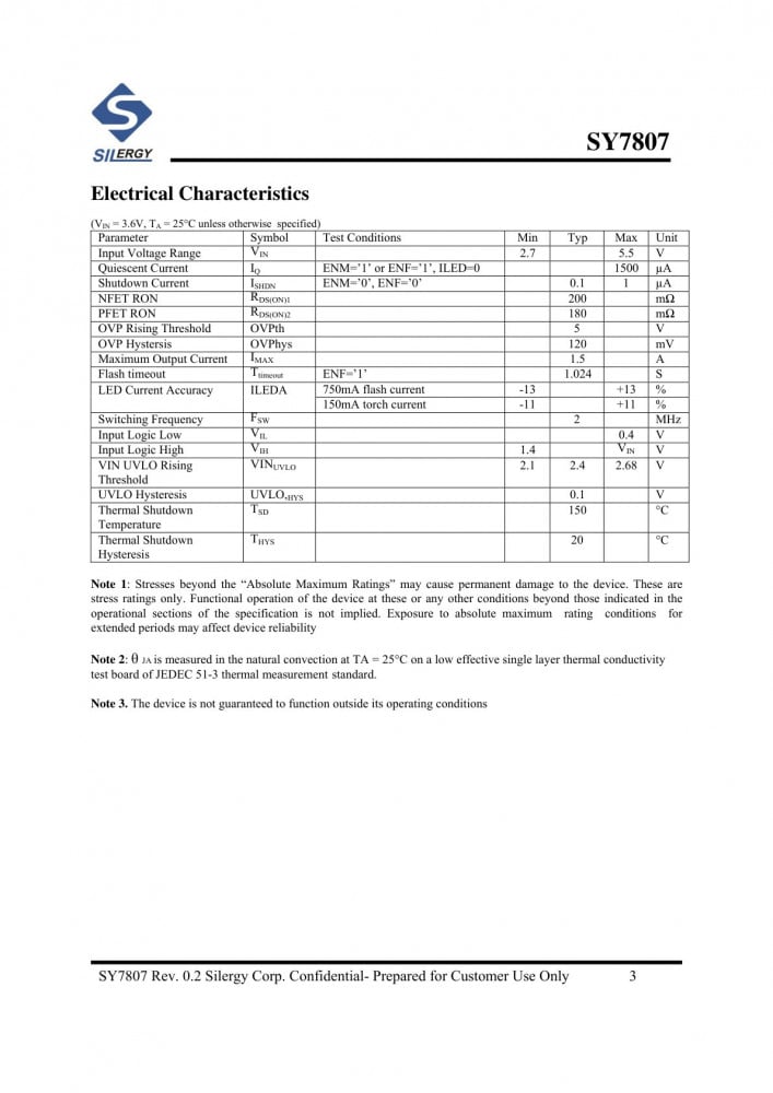 SY7807ADC datasheet page 3