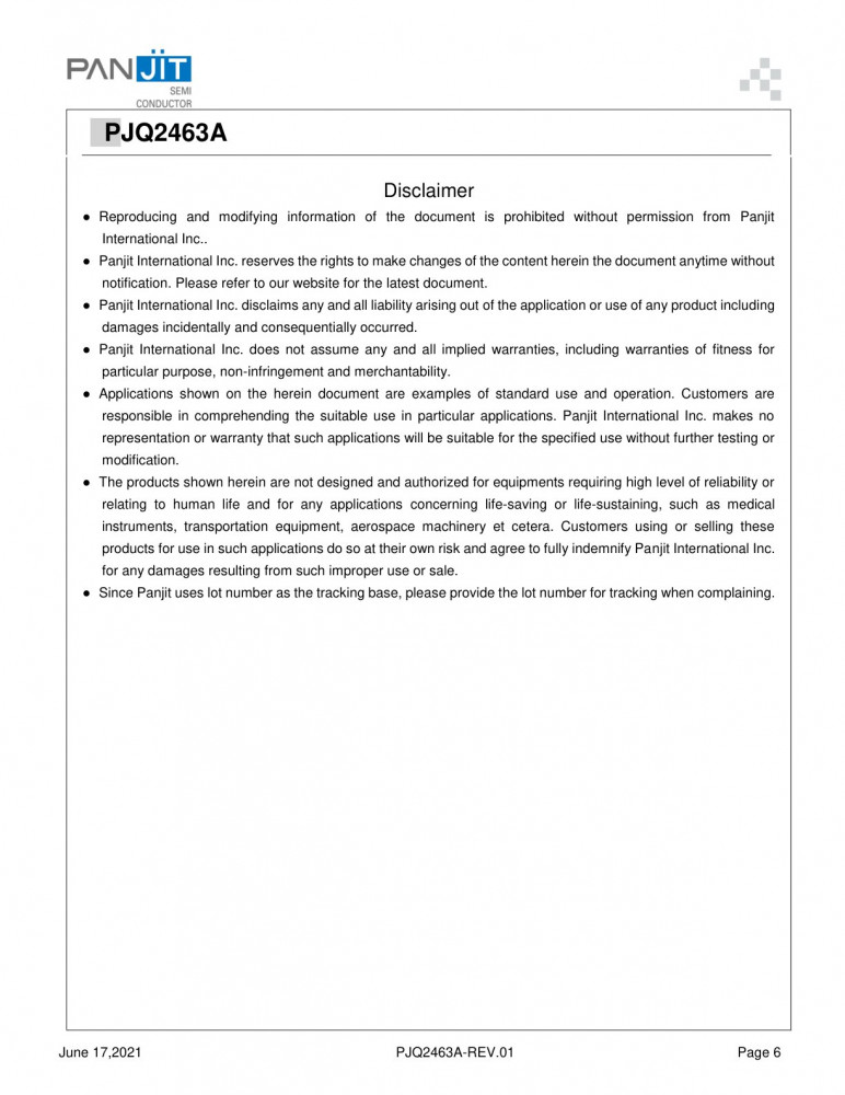 PJQ2463A datasheet page 6