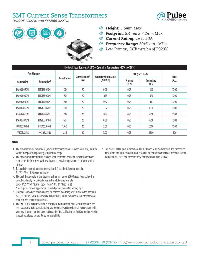 PULSE PA1005.100NL datasheet page 1