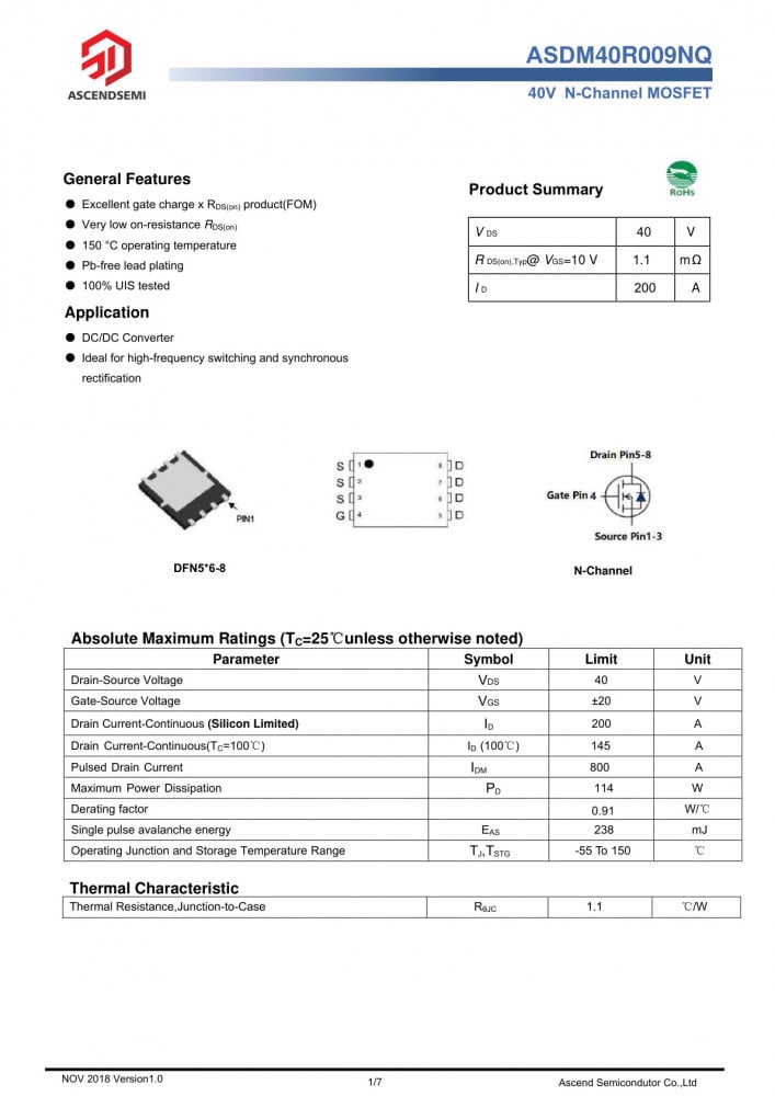 ASDM40R009NQ-R datasheet page 1