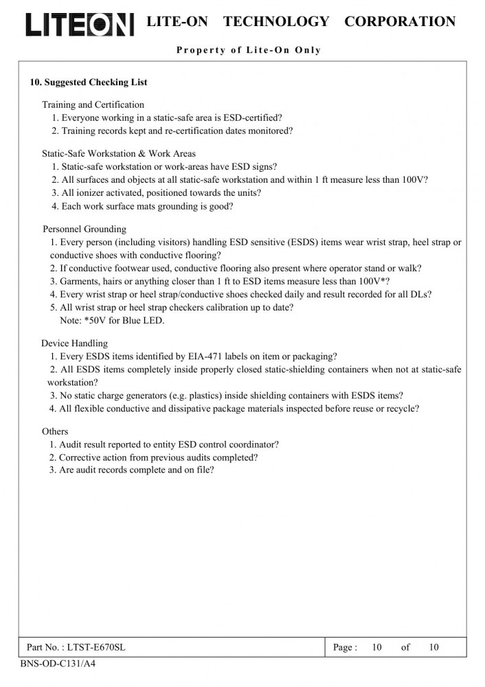 LTST-E670SL datasheet page 10