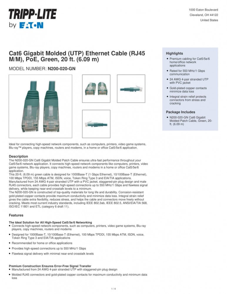 N200-020-GN technical document page 1