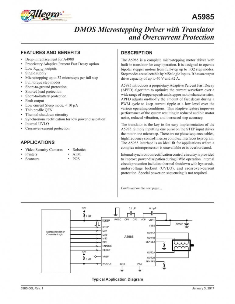 A5985 datasheet page 1