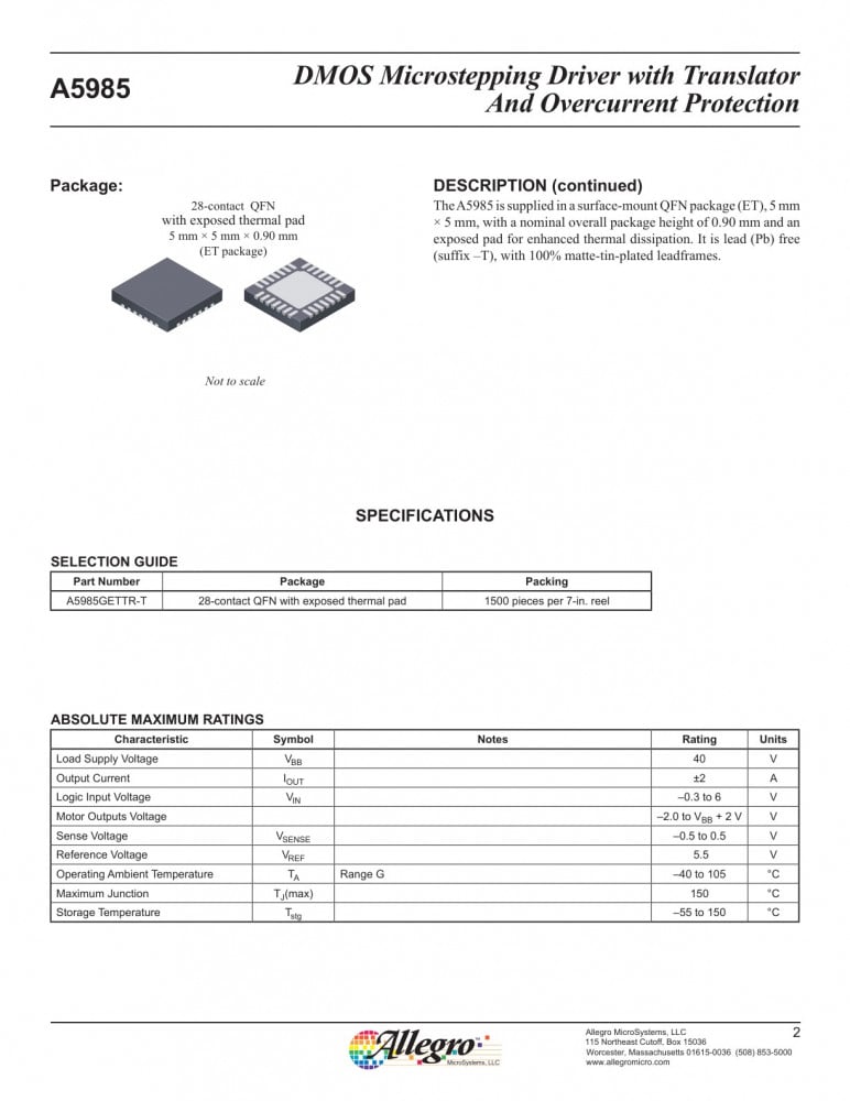 A5985 datasheet page 2
