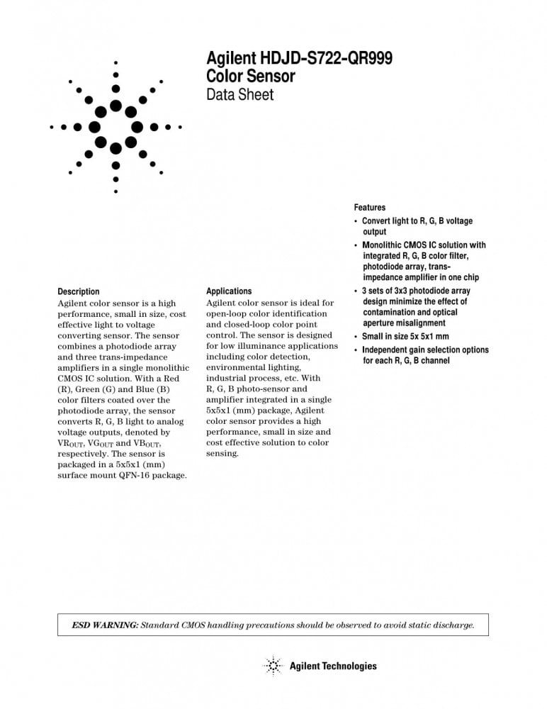 HDJD-JD02 datasheet page 1