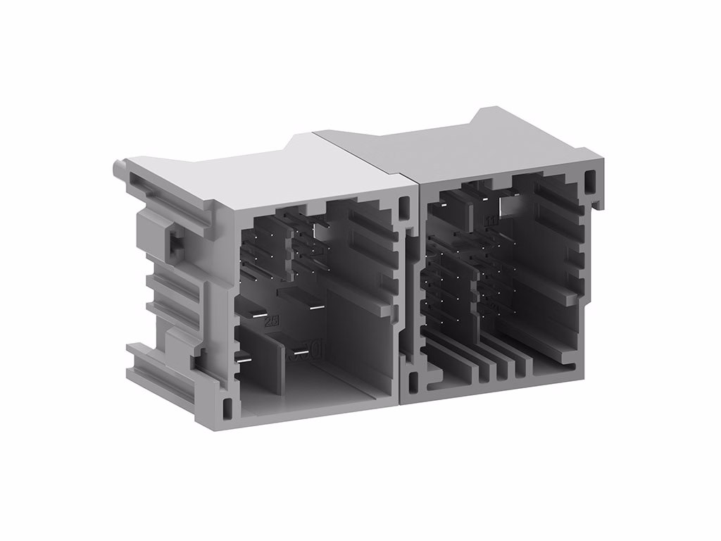 stAK50h 2 Bay Vertical Hybrid Header, 50 Circuits, Bay 1: 25 Circuits/Key 3/Black; Bay 2: 25 Circuits/Key 4/Dark Gray; Tube