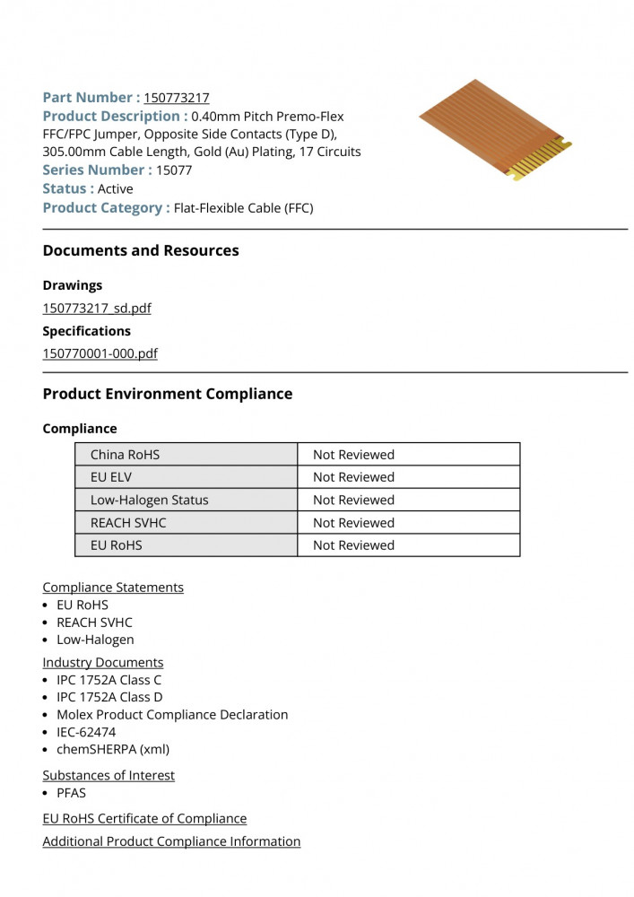 Product specification document page 1
