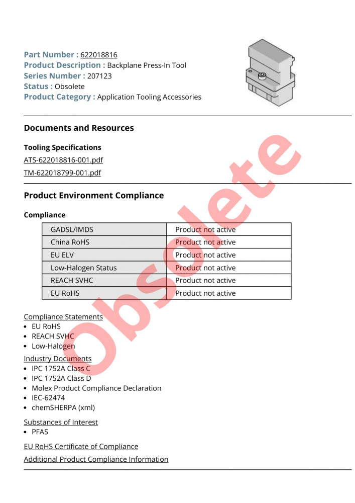 Tooling document preview, page 1