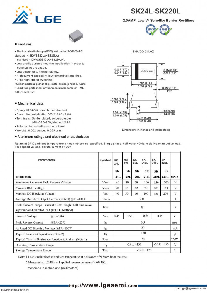 LGE SK25L datasheet page 1