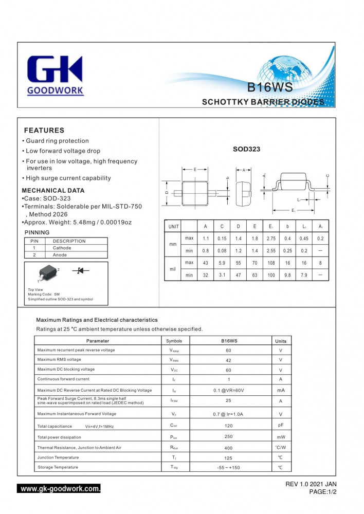 GOODWORK B16WS technical document page 1