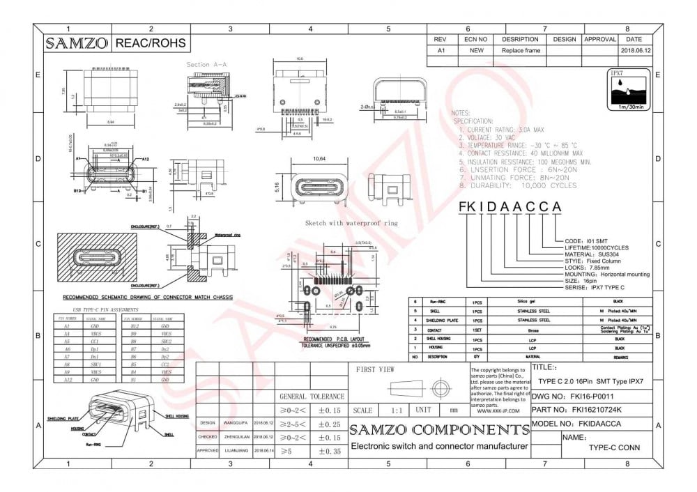 SAMZO FKIDAACCA technical drawing