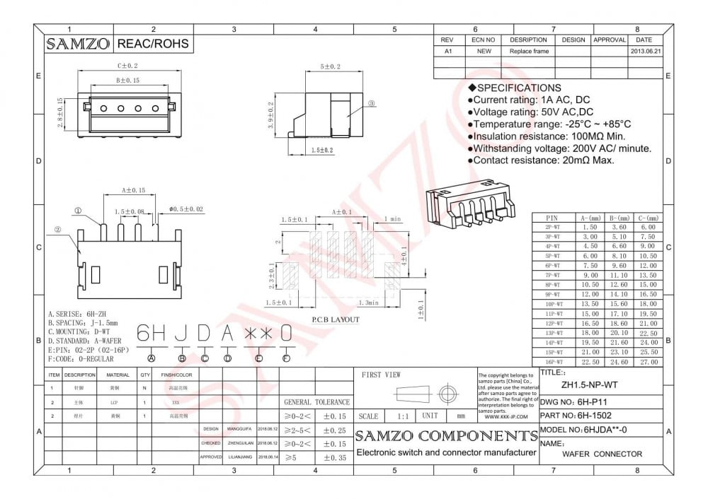SAMZO 6HJDA040 technical drawing