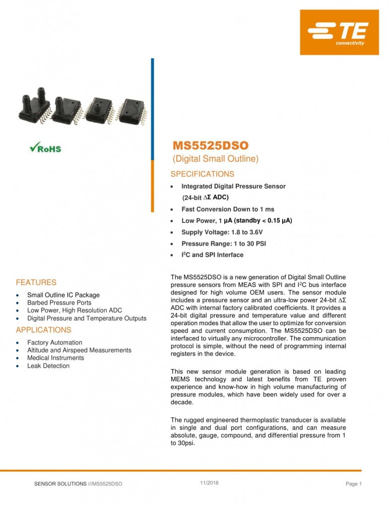 MS5525DSO datasheet page 1