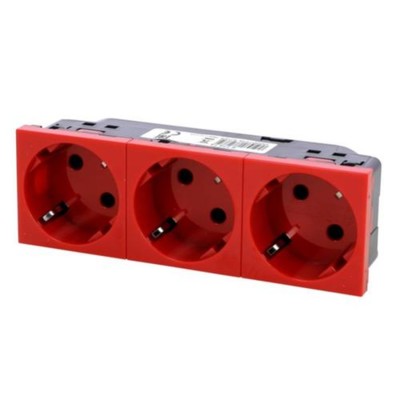Mosaic™ - Multi-support multiple socket - 3 x 2P+E automatic terminals - red for sale