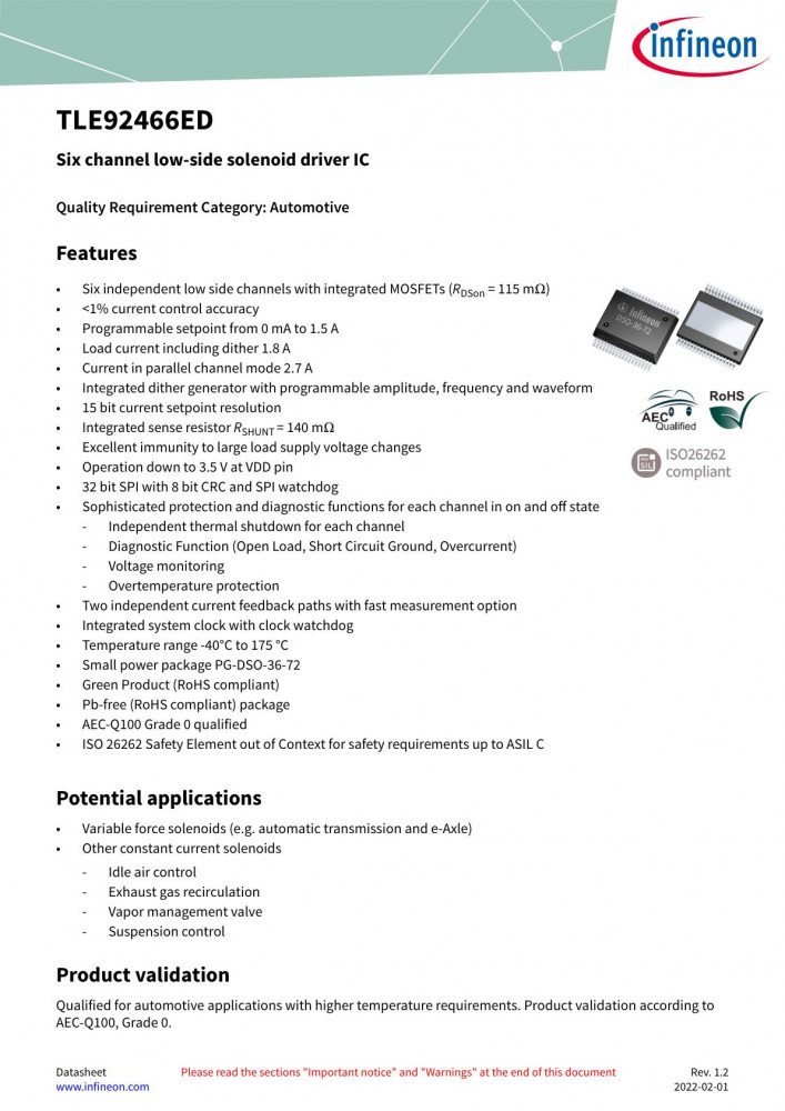 TLE92466ED technical document page 1