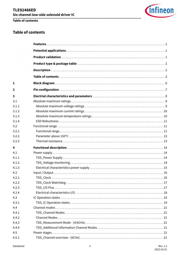 TLE92466ED technical document page 3