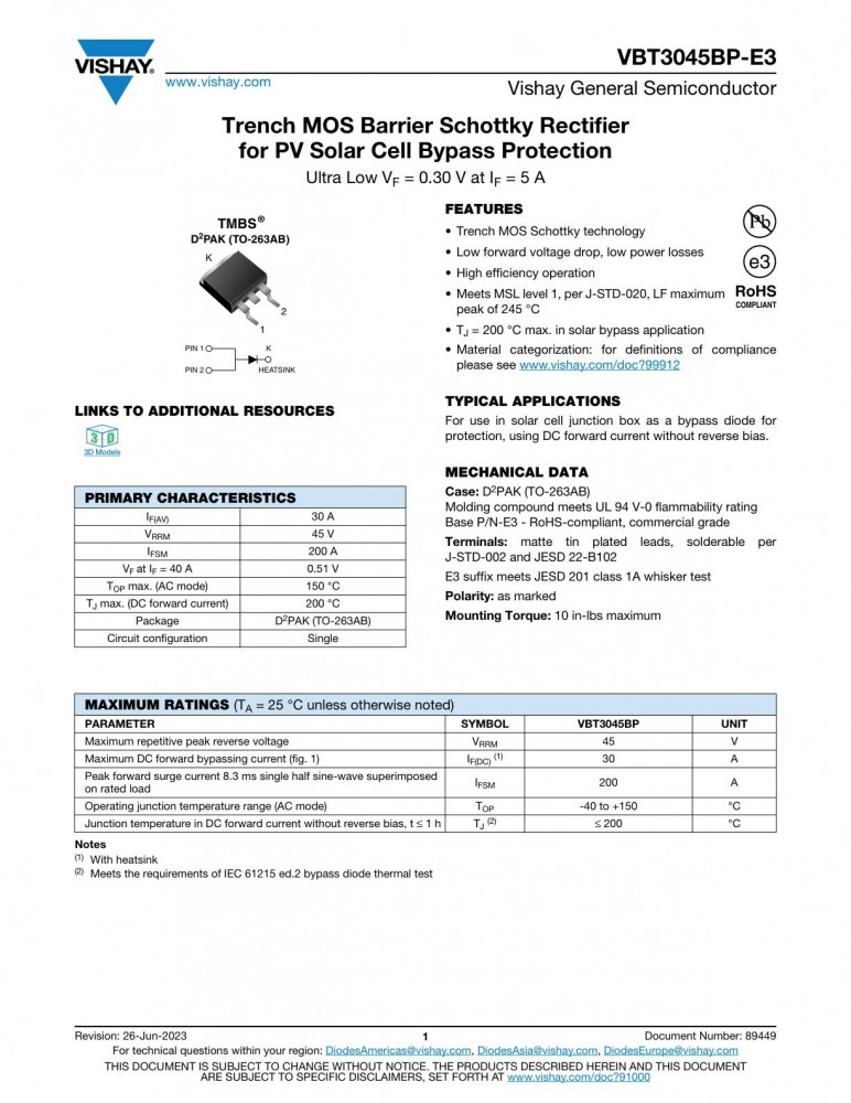 VBT3045BP datasheet page 1