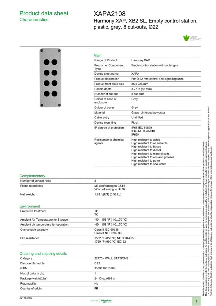 XAPA2108 technical document page 1