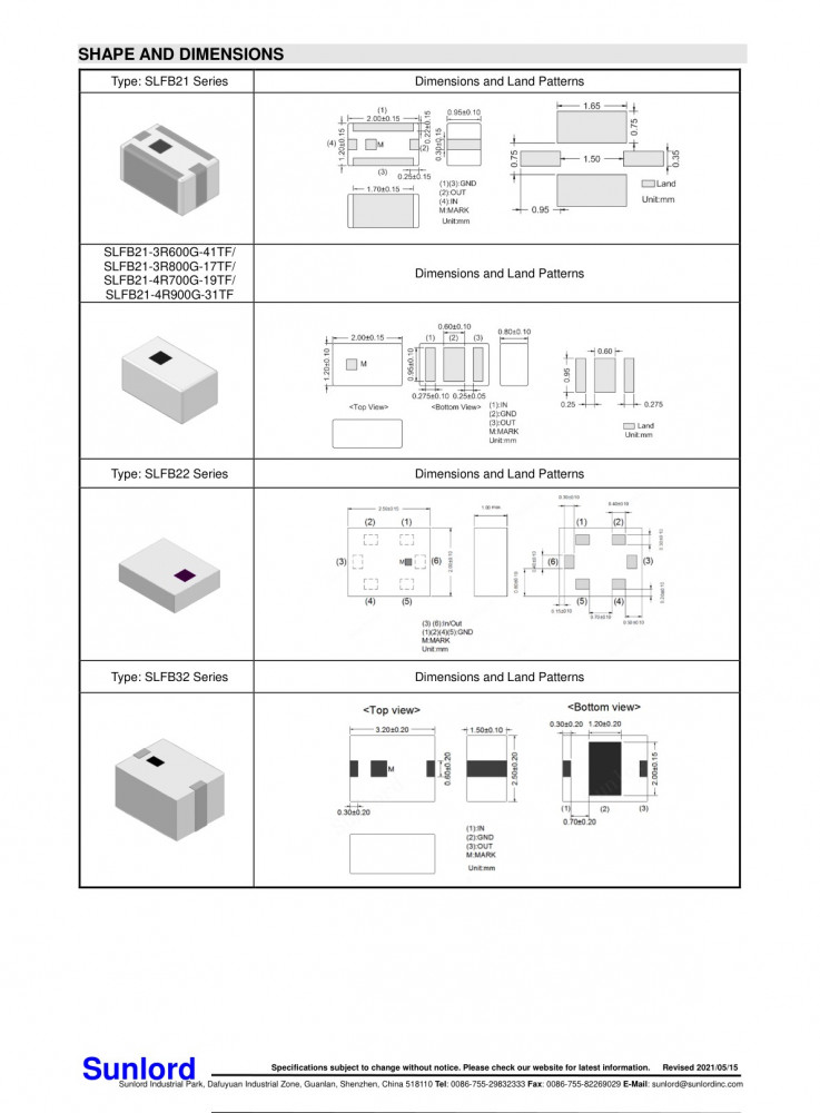 Sunlord SLFB filter datasheet page 3