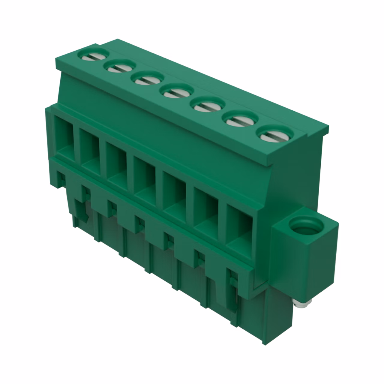 5.00mm Pitch Eurostyle Vertical Plug, with Retention Screws and Standard  Imprinting, Front Wire Entry, Green Housing, 7 Circuits for sale